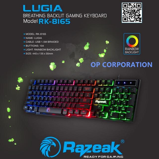 ดีลพิเศษ Razeak คีย์บอร์ดเกมส์มิ่ง Backlighted Gaming keyboard รุ่น RK-8165