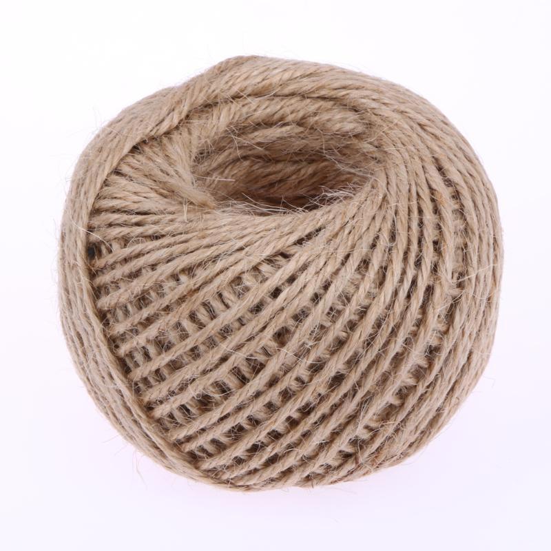 PREMIUM PRODUCT 1Roll 50M Natural Burlap Hessian Jute Twine Cord Hemp Rope String 2mm Rusti ...