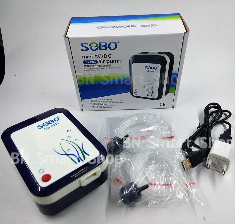 SOBO SB-4000 ปั้มลมทำงานอัตโนมัติเมื่อไฟดับ ปั้มลม ปั้มออกซิเจน 2 ทาง ...