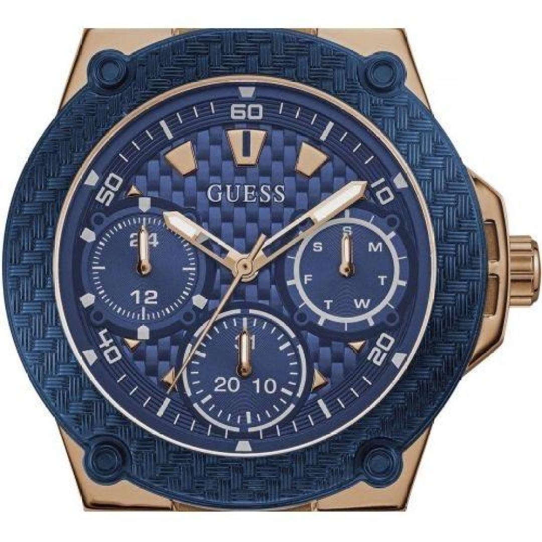 นาฬิกาผู้หญิง GUESS Multifunction Rose Gold Blue Rubber Strap W1094L2 ...