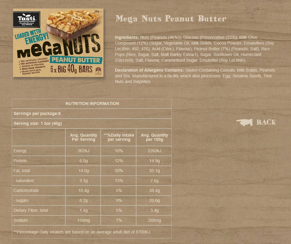 Tasti Mega Nuts Peanut Butter 240g เทสตี้ เมกก้า นัทส์ พีนัท บัตเตอร์ ...