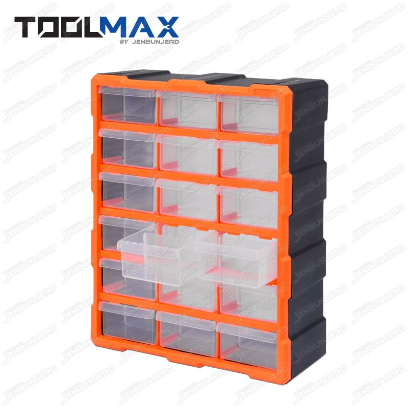 Jenstore TOOLMAX ตู้ใส่กล่องอะไหล่พลาสติก ลิ้นชักใส 18 ช่อง รุ่น CB0506 ...