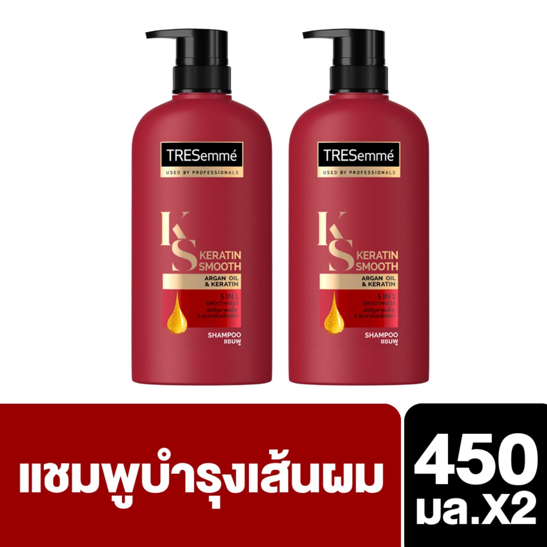 รีวิว TRESemmé Shampoo Keratin Smooth Red 450 ml (2 ฺBottles) เทรซาเม่ ...