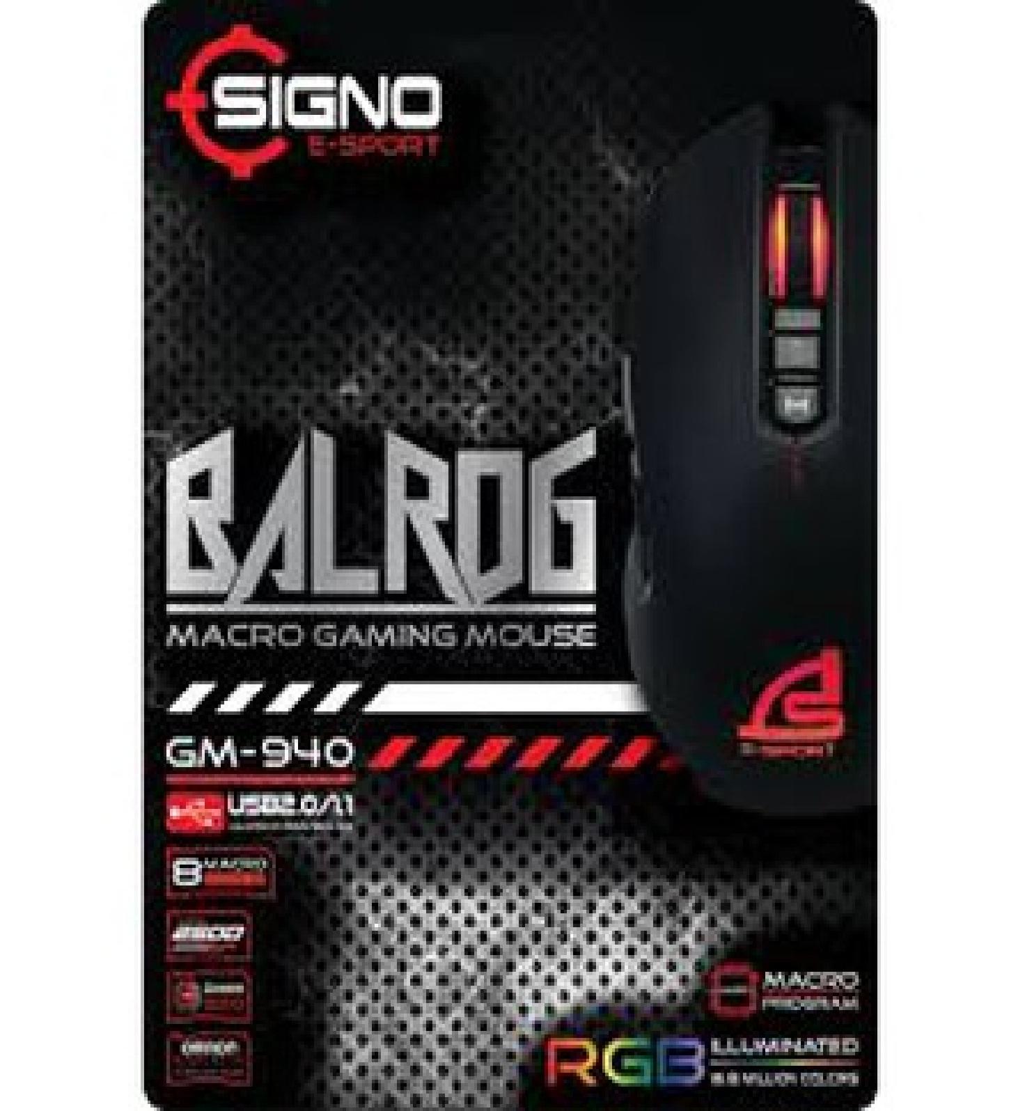 SIGNO E-Sport BALROG Macro Gaming Mouse รุ่น GM-940 (Black) - p.n.p ...