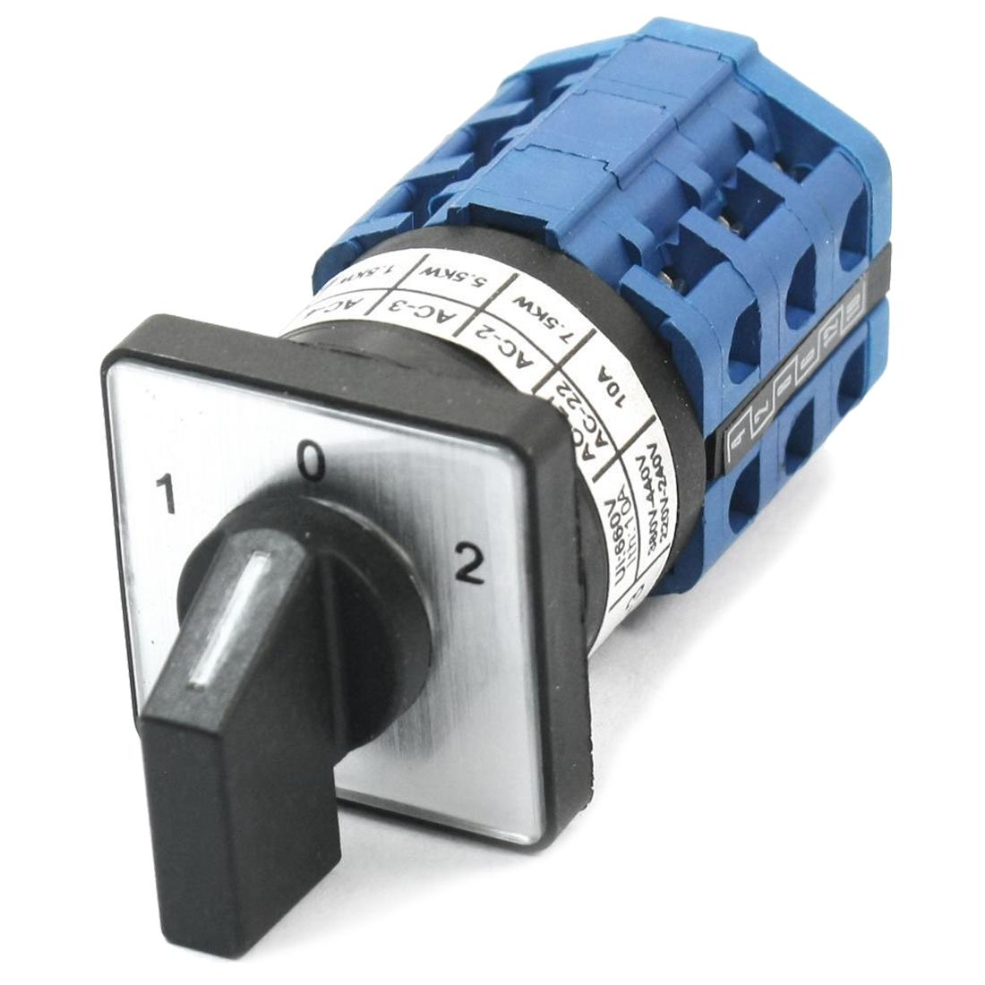 660V 10A 3 Position Three Pole Rotary Cam Universal Changeover Switch ...