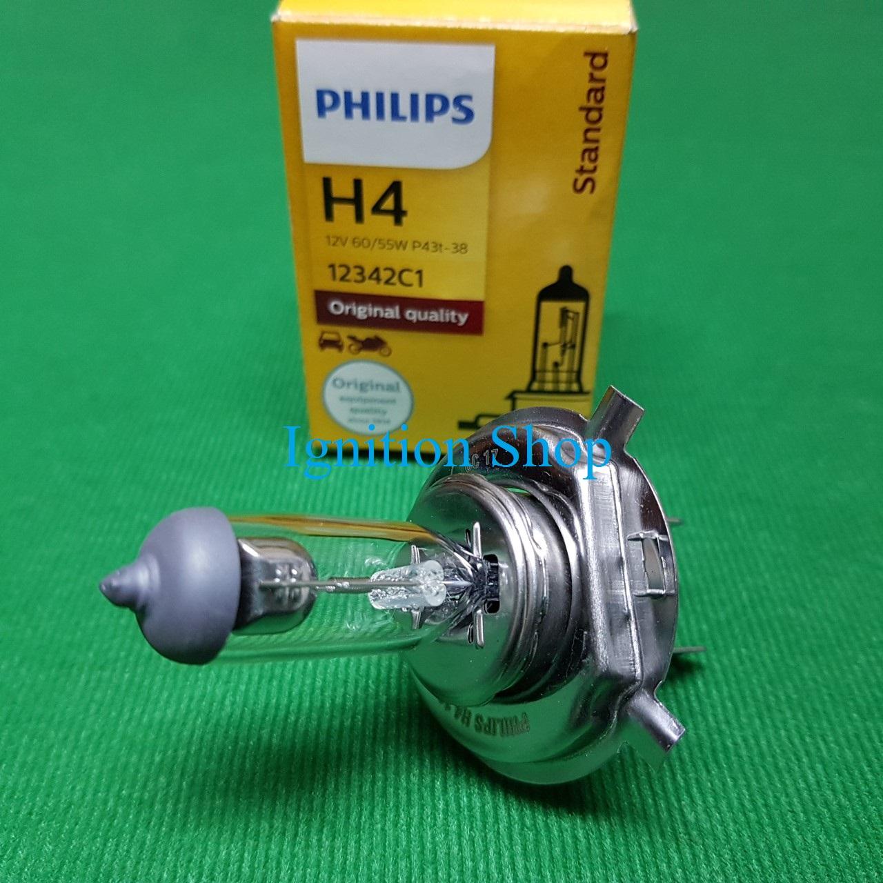 หลอดไฟหน้า H4 PHILIPS 60/55W P43t-38 12342C1 จำนวน 1 หลอด - Ignition ...