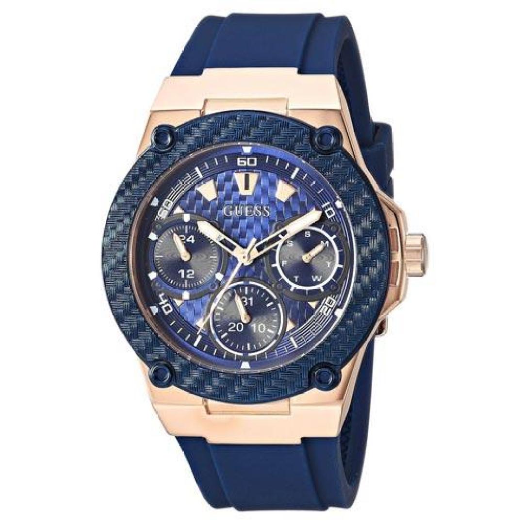 นาฬิกาผู้หญิง GUESS Multifunction Rose Gold Blue Rubber Strap W1094L2 ...