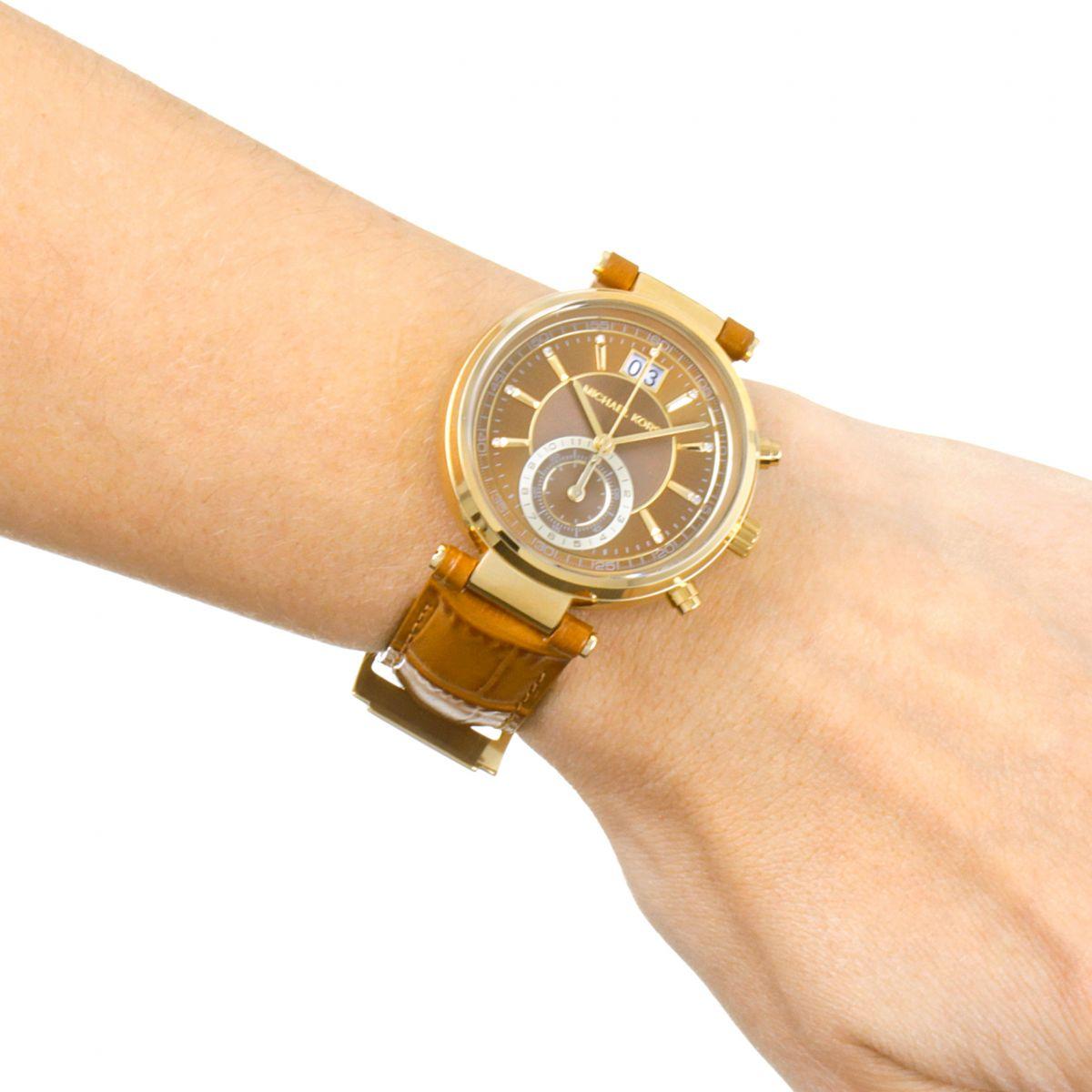 Michael Kros MK2424 Runway Rose Gold Tone Dial Chronograph Ladies Watch ...