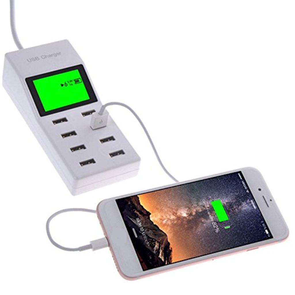 8 Port USB Desk Charger and Mains Extension With LCD Display for ...