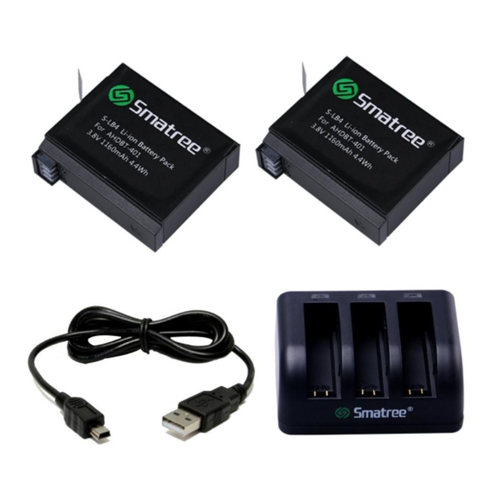Battery for GoPro Hero 4 with Smatree 3-Channel Charger2battery - Super ...