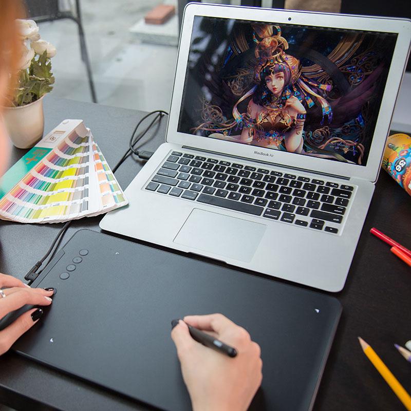 รุ่นอัพเกรด เม้าส์ปากกา วาดรูปออกแบบ แรงกด 8192 ระดับ UGEE EX08 Pen Tablet ขนาด 10x6.25 นิ้ว for ...