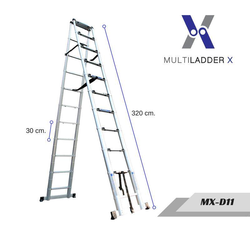 Multi Ladder X บันไดอลูมิเนียม ยืดหดได้ ทรงพาด และ ทรง A ยาว 3.2 เมตร ...