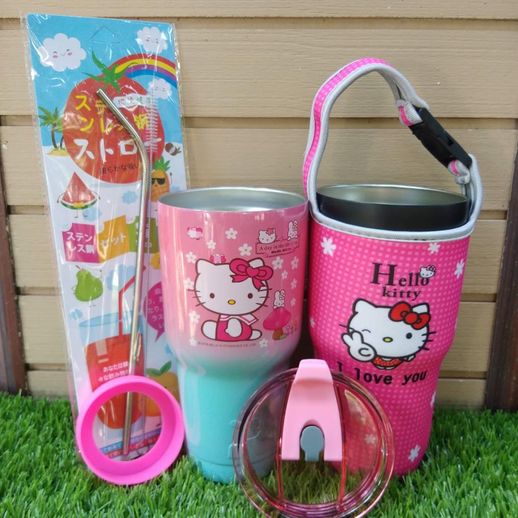 แก้ว BEAR เก็บความเย็นคล้ายแก้ว YETI 30 oz ลาย Kitty คิตตี้ + ยางรอง ...