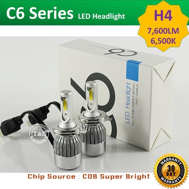 ราคาถูก LED ไฟหน้ารถยนต์ LED รุ่น C6 ขั้วหลอด H4 (38W / 7,600 LM /set ...