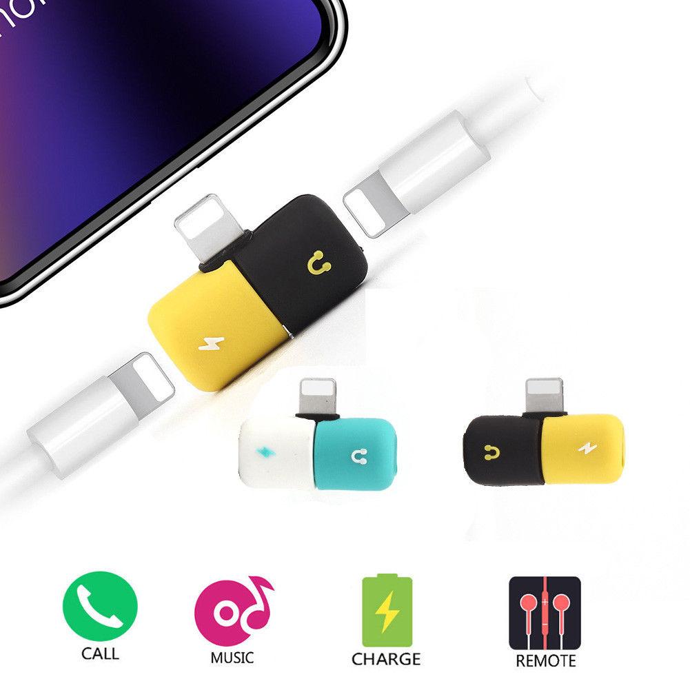For iPhone 7 8 X Lightning Dual 2in1 Headphone Audio & Charger Adapter ...