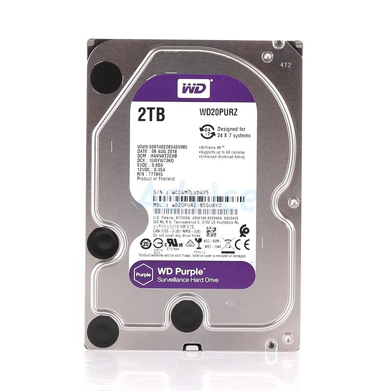 2 TB HDD CCTV WD Purple (5400RPM, 64MB, SATA-3, WD20PURZ) ฮาร์ดดิสก์ ...