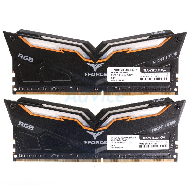 RAM DDR4(3000) 16GB (8GBX2) TEAM Night Hawk RGB Black (( RAM ...