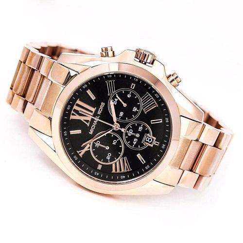 นาฬิกาข้อมือสุภาพสตรี Michael Kors MK5854 Black Dial Rose Gold Color ...