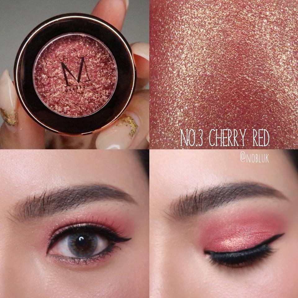 Merrezca Pearl Pigment Eyeshadow 1.8g. อายแชโดว์ติดทน#3.Cherry Red ...