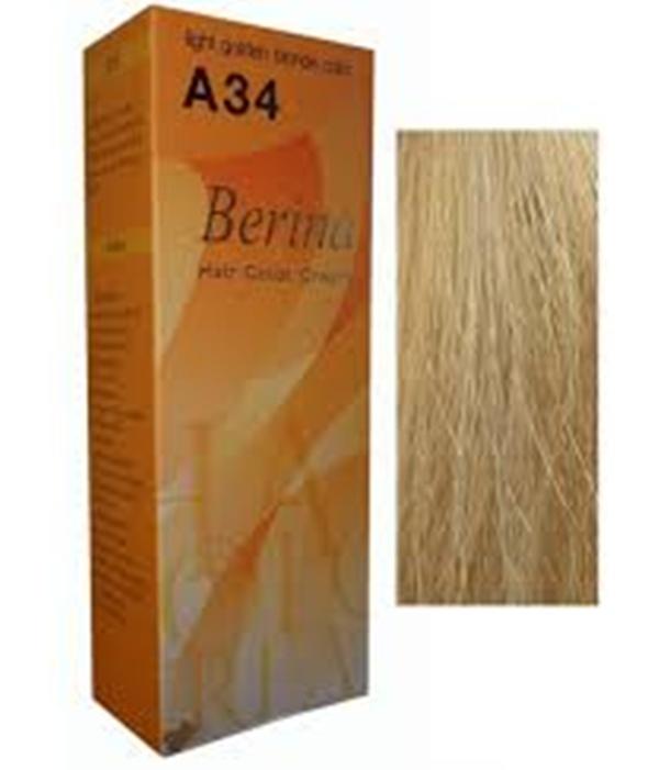 Berina A34 เบอริน่า สีบลอนด์อ่อน ประกายทอง ครีมเปลี่ยนสีผม 60 ML.2 ...