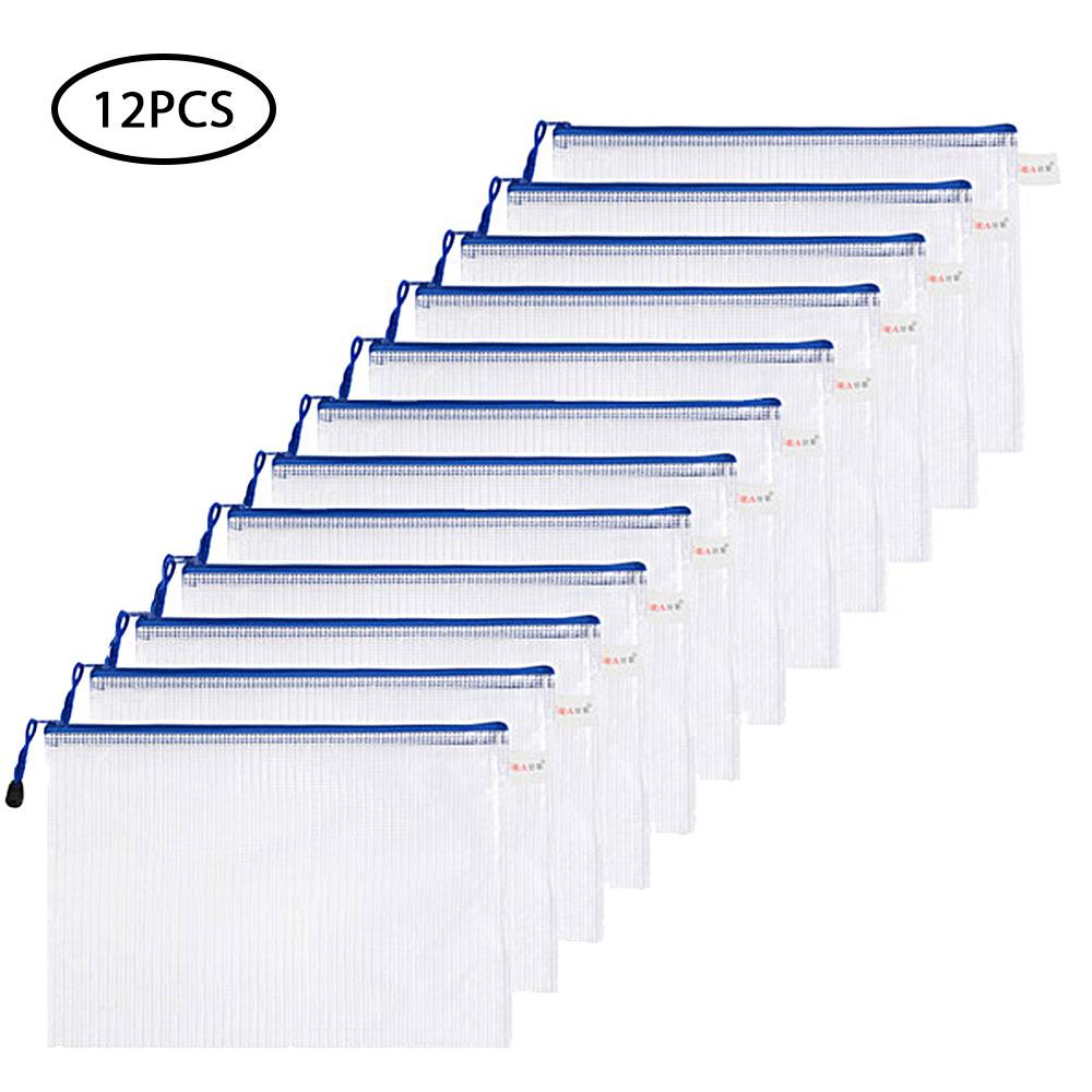 Teepao 12Pcs A4/A5 Zip File Bag Mesh Document Bag - Mesh Zip Bag Folder ...