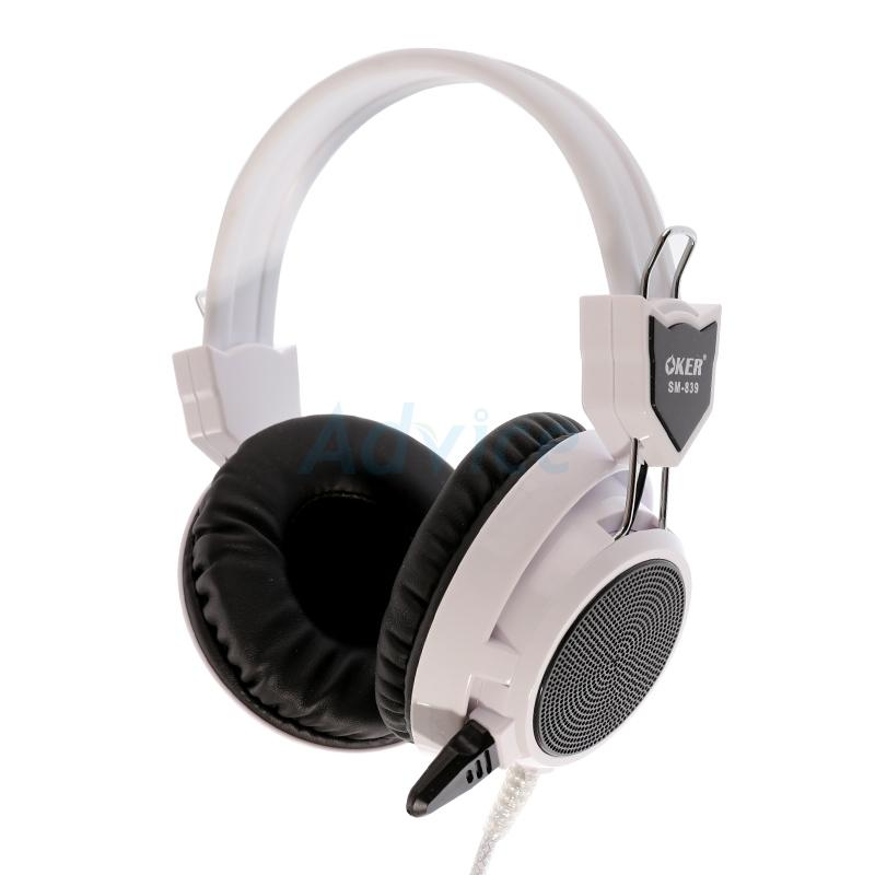 HeadSet OKER (SM-839) Whiteหูฟังสำหรับ สวมใส่ สบาย - Machine Paradise - ThaiPick