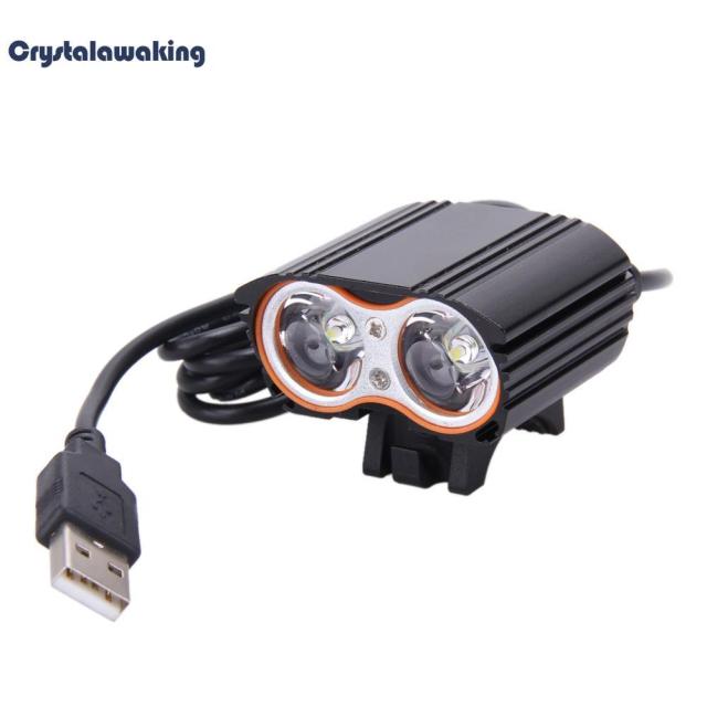 ราคาล่าสุด 8000LM USB 2 XCREE XM-L T6 LED หัวเข็มขัดจักรยานไฟหน้า (สีดำ)