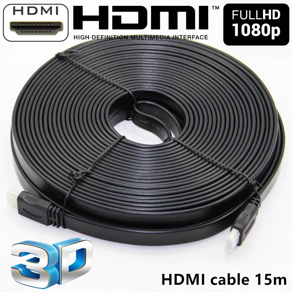 HDMI High Speed 15M 1080p 3D VER 1.4 สายแบบอ่อนแบนยาว 15เมตร (Black ...
