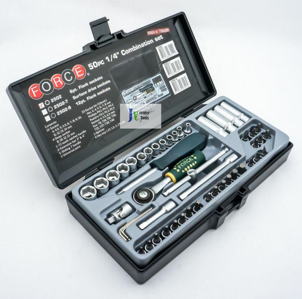 Force 2571 ชุดลูกบ๊อกซ์ 6เหลี่ยมขนาด 1/4" 57ชิ้น (4, 4.5, 5, 5.5, 6, 7 ...