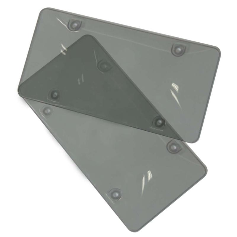 HiQueen 2pcs Transparent Gray Smoke License Plate Tag Frame Cover ...