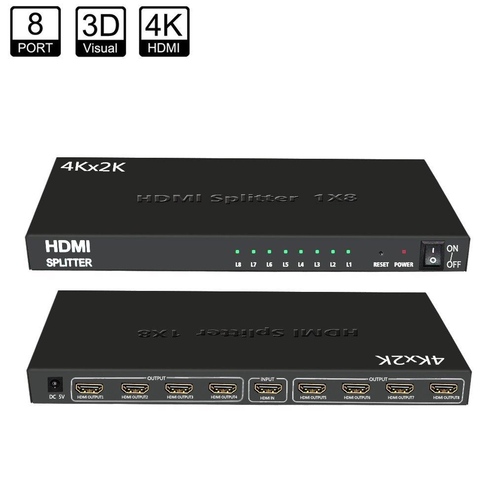 HDMI Splitter 1 in 8 out, Belfen1x8 1080P V1.4 Certified Powered HDMI ...