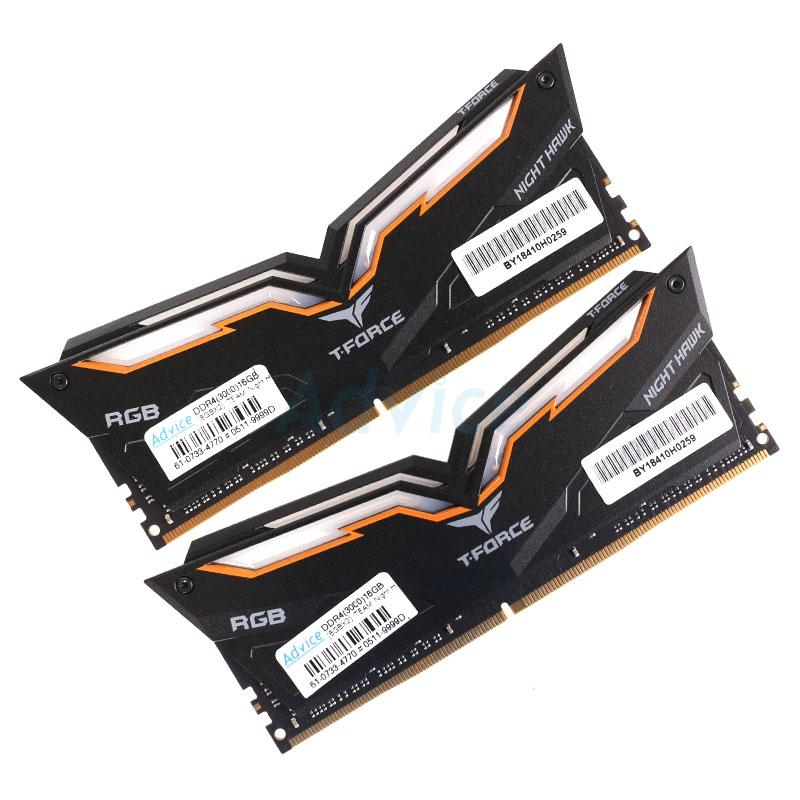 RAM DDR4(3000) 16GB (8GBX2) TEAM Night Hawk RGB Black (( RAM ...