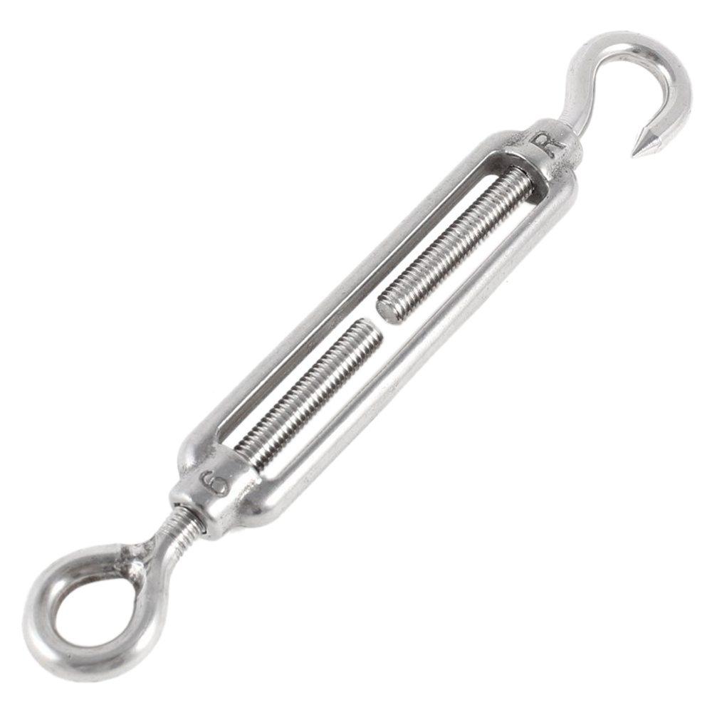 M6 6mm Threaded Stainless Steel Hook Eye Type Die Cast Turnbuckle 5.7 ...