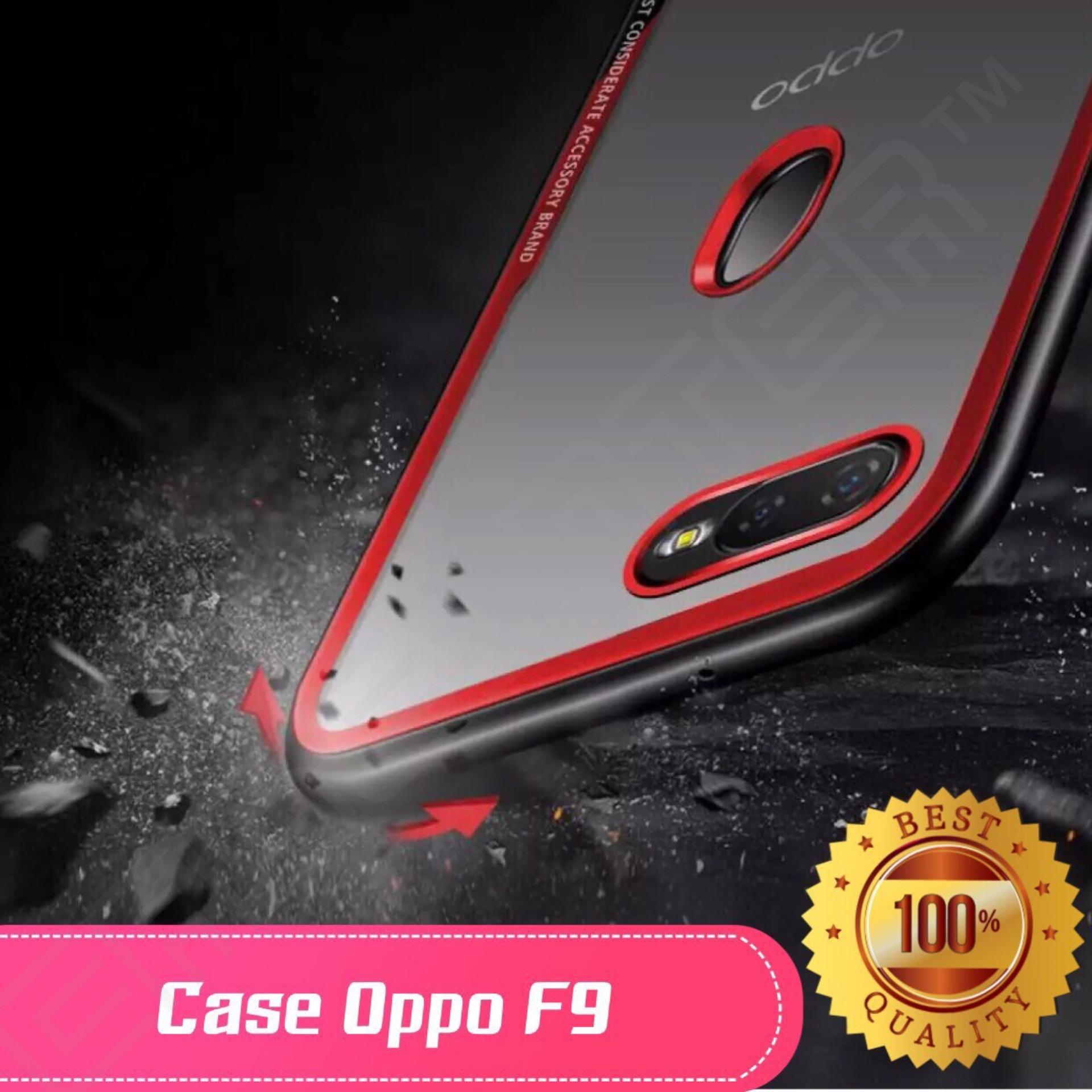 พร้อมส่ง Case OPPO F9 เคสออปโป้ เอฟเก้า เคสใส ขอบสีดำแดง เคสกันกระเเทก ...