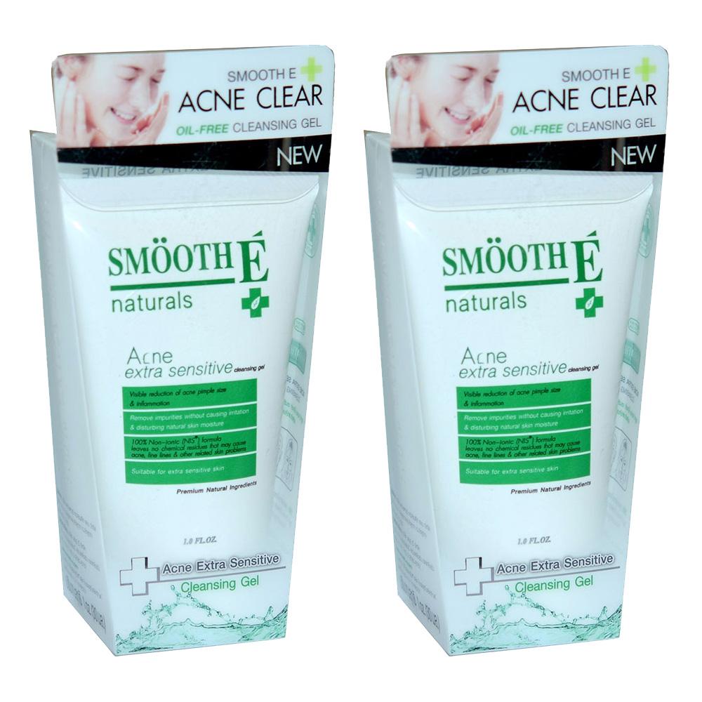Smooth e acne extra sensitive cleansing gel 1oz (2หลอด) สมูทอี แอคเน่ ...
