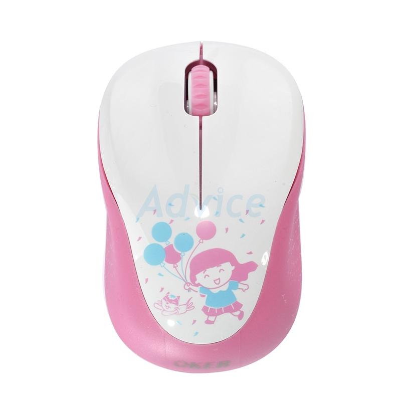 Wireless Optical Mouse OKER (V10) Pink/White Mouse เมาส์สำหรับ ...