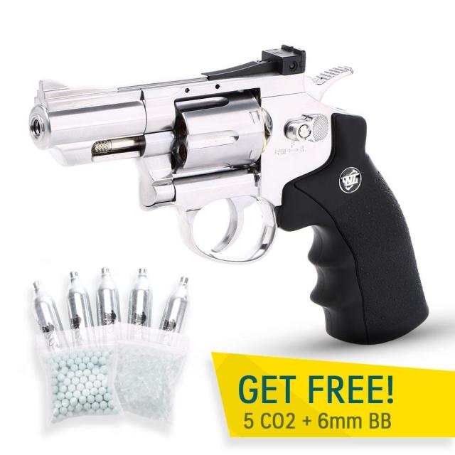 ดีลพิเศษ ปืนลูกโม่ WinGun 708 2.5" สีเงิน ปืนบีบีกัน แถมฟรีแก๊ส CO2 และ ...