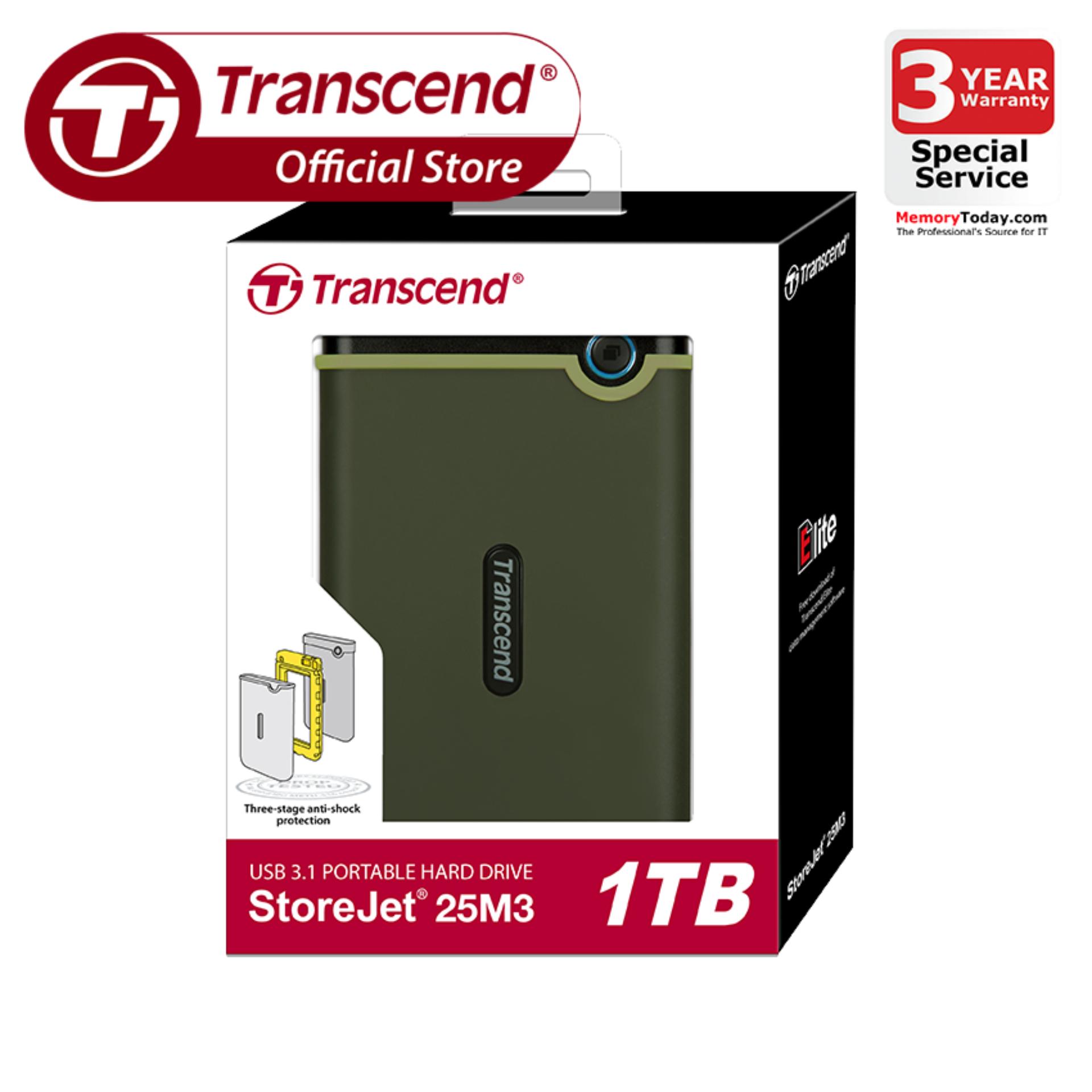 Transcend External Hard Drives StoreJet 25M3 1TB - Military Green ...