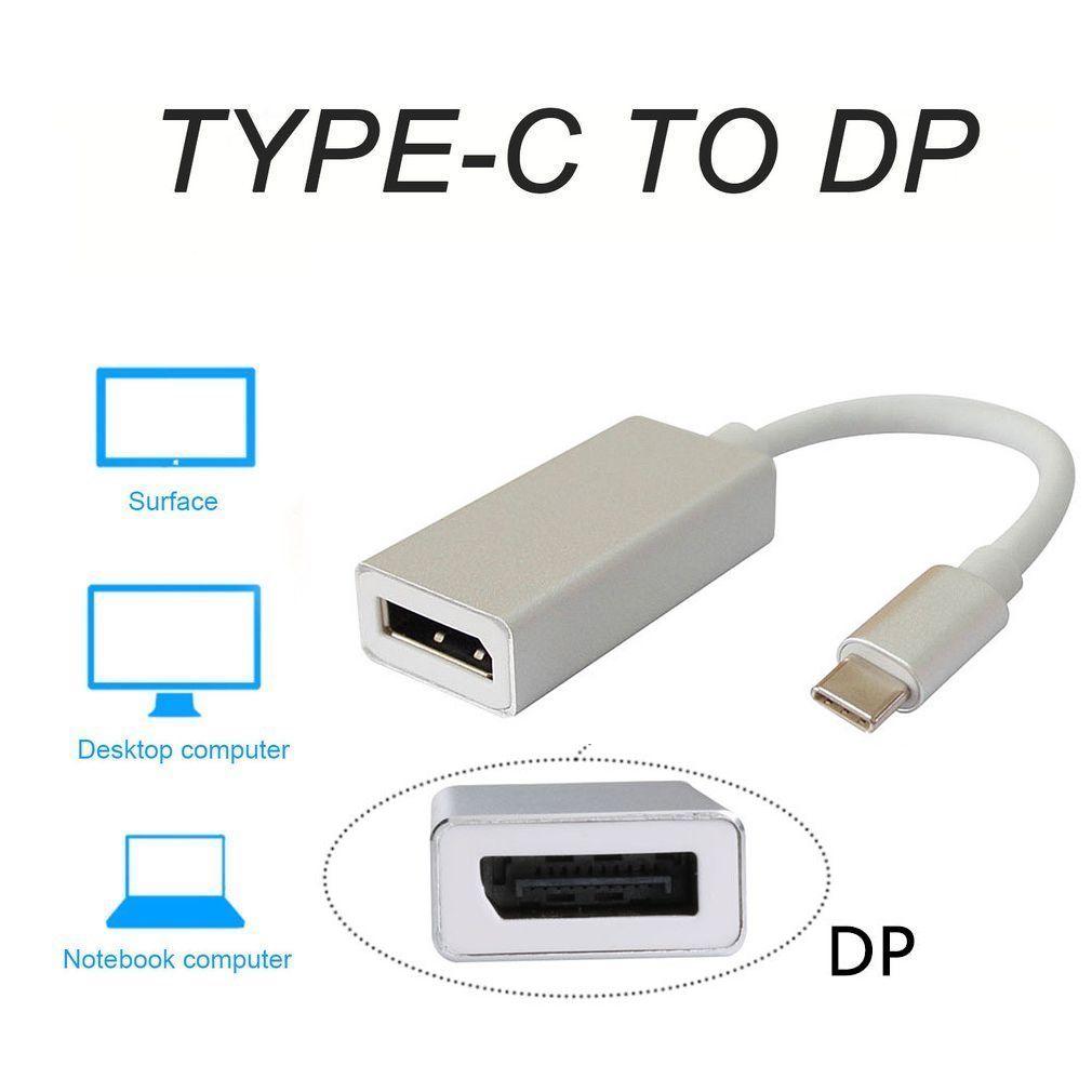 Silver USB 3.1 Type-C to DisplayPort DP 4K HD HDTV Adapter Cable ...