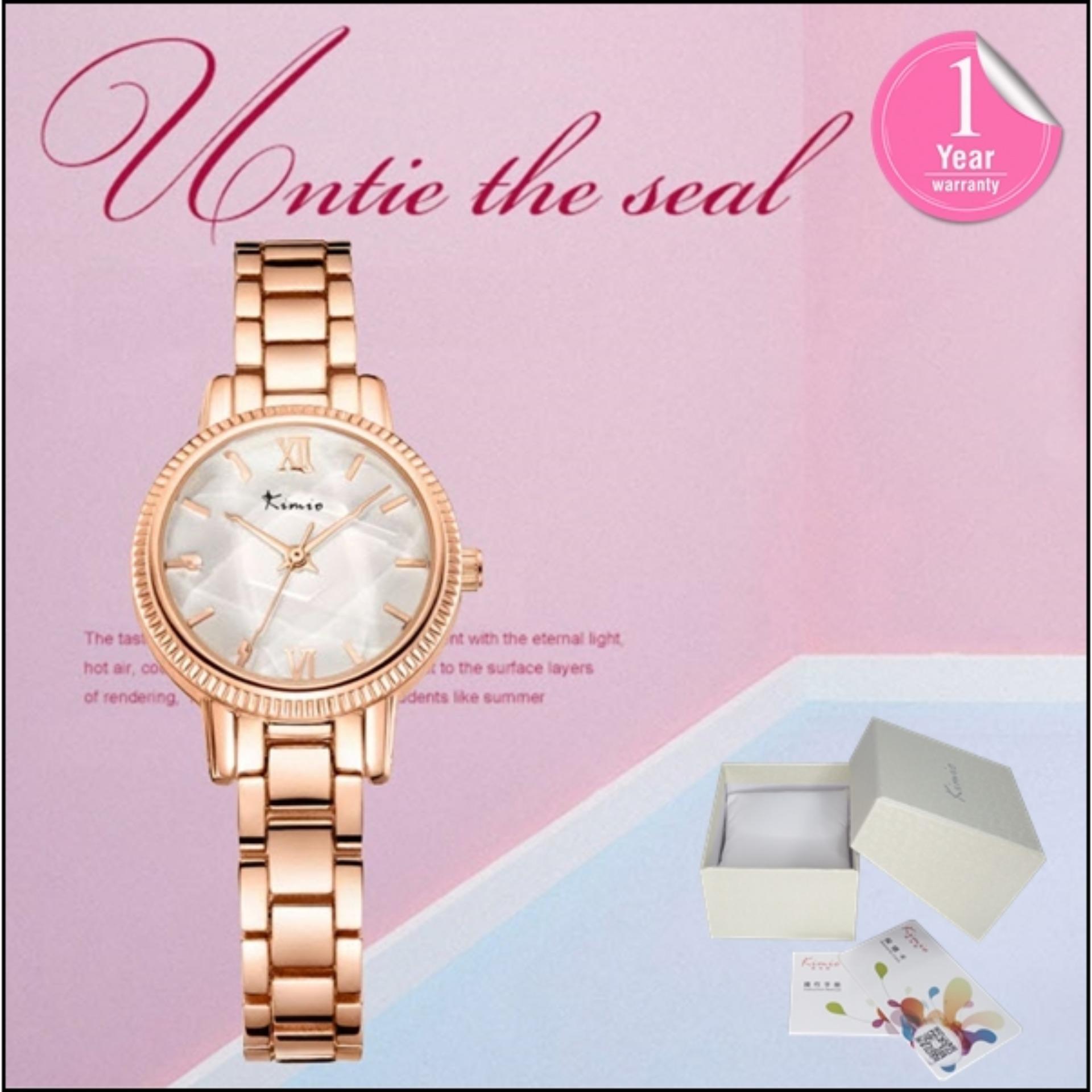 Kimio นาฬิกาข้อมือผู้หญิง สายสแตนเลส สีโรสด์โกล์ด/หน้าปัดสีขาว รุ่น ...