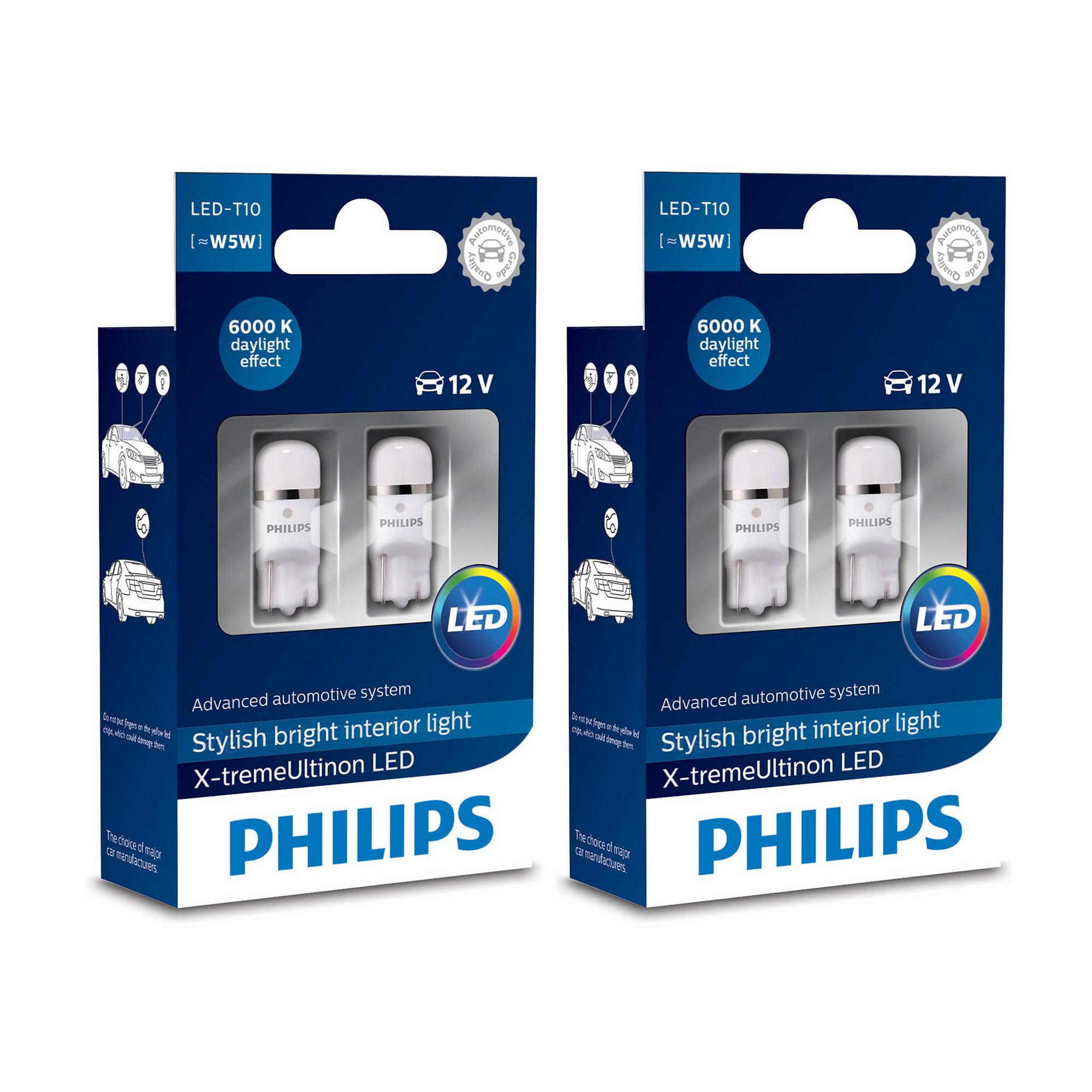 2x Philips T10 X-treme Ultinon LED 6000K (4 bulbs) - Auto Bulbs - ThaiPick