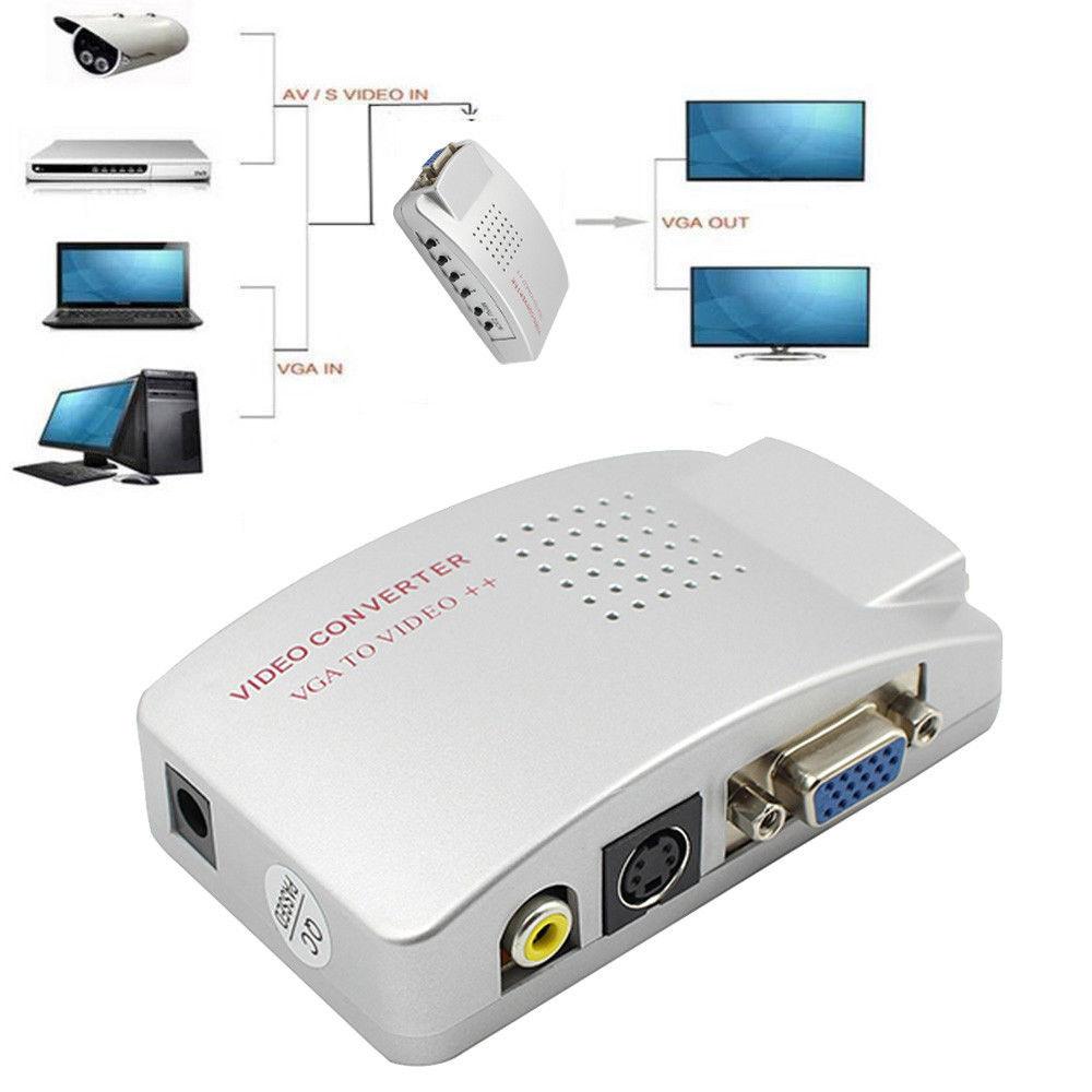 Universal PC To TV Converter Box VGA to TV AV RCA Signal Adapter ...