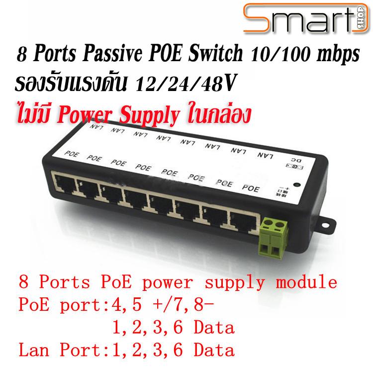 8 LAN Ports Passive PoE Injector DC 9-48V IP Camera PoE switch - IT new ...