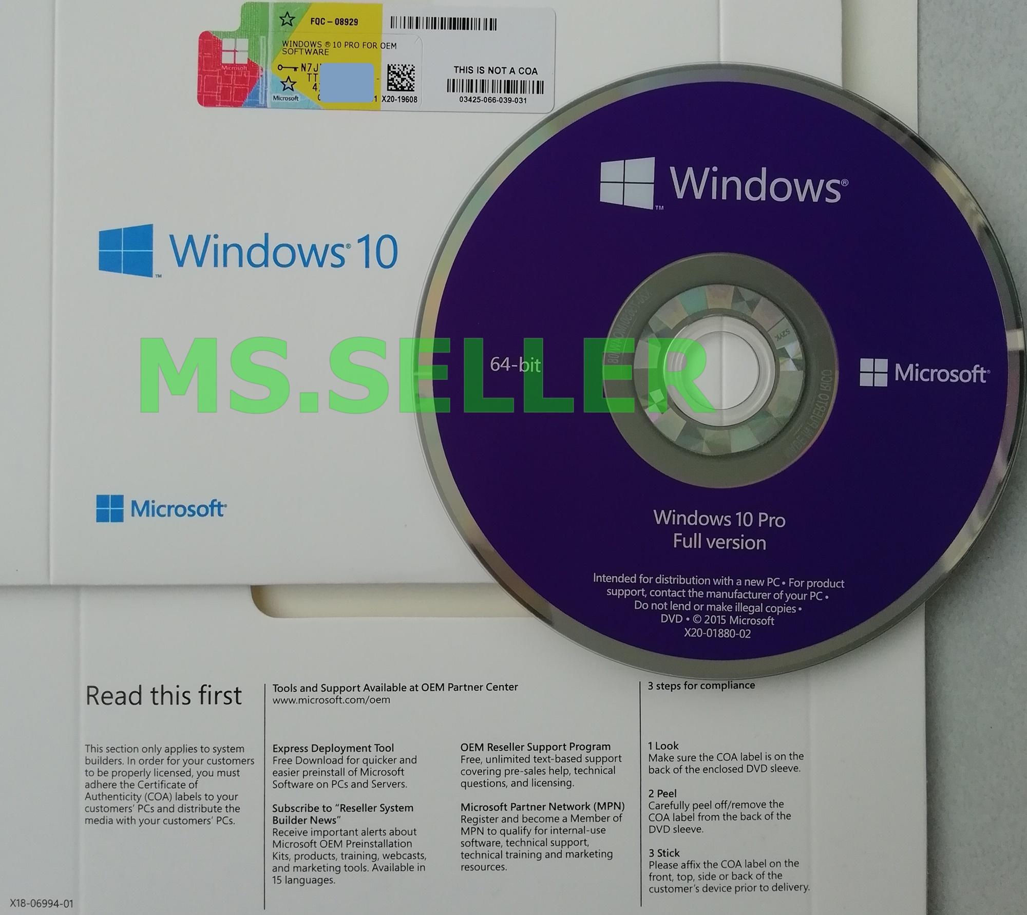 Microsoft Windows 10 Pro 64 Bit OEM - MS.SELLER - ThaiPick