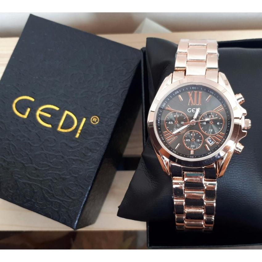 GEDI Watch จีดี้วอช นาฬิกาข้อมือผู้หญิง หน้าปัดสไตล์ MK สีพิงค์โกลด์ ...