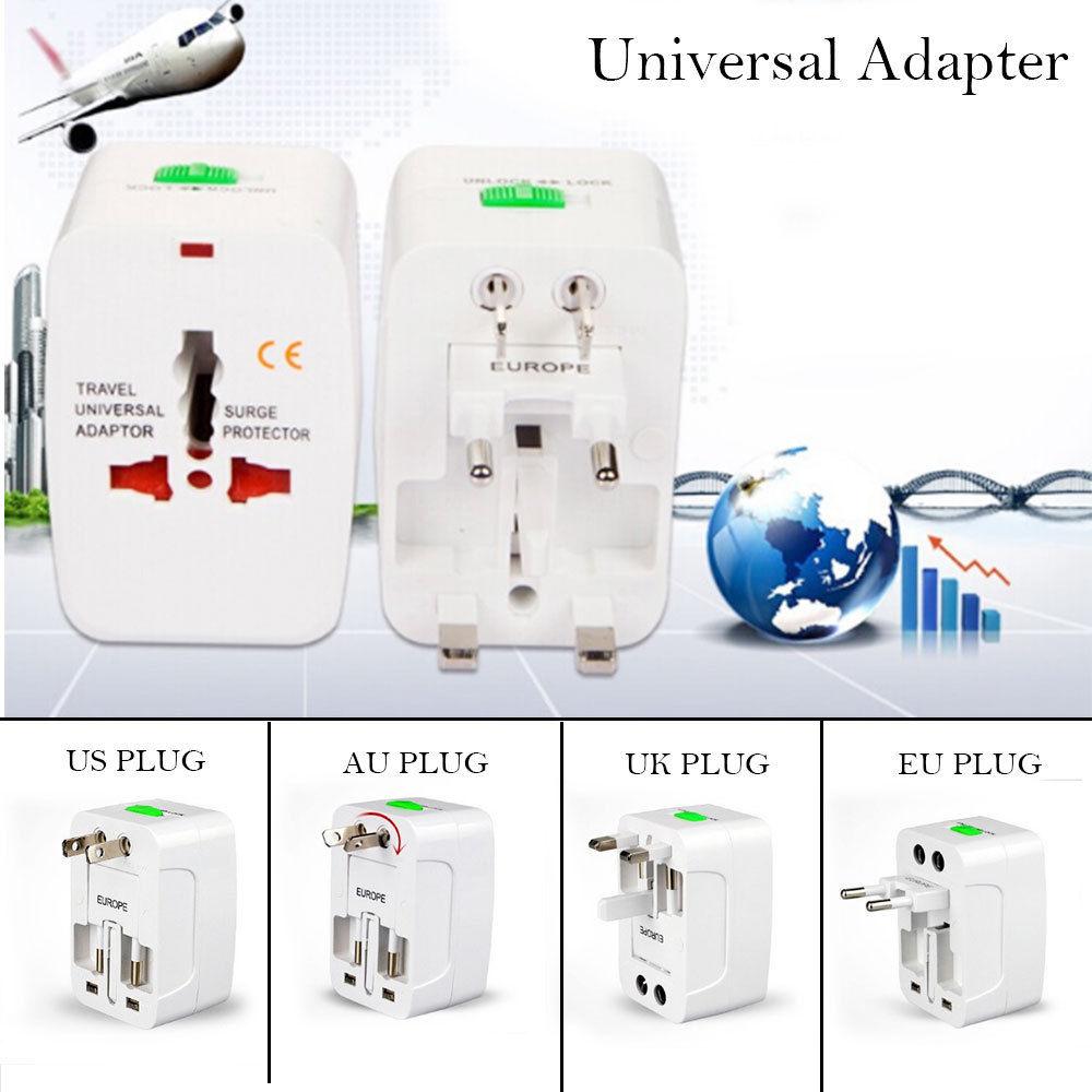 Portable UK US AU To EU European 2Pin Power Socket Plug Adapter Travel ...