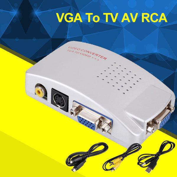 Universal PC To TV Converter Box VGA to TV AV RCA Signal Adapter ...