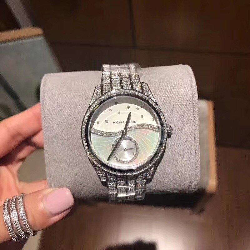 นาฬิกาผู้หญิง Michael Kors Lauryn Celestial Pave Silver-Tone Ladies ...