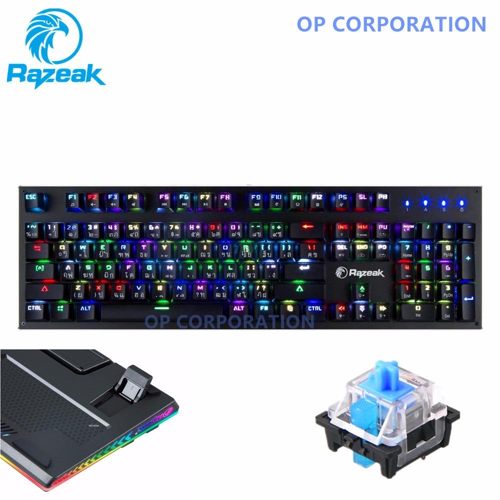 Razeak Rk-x18 คีย์บอร์ดสำหรับเกม RGB Gaming Mechanical Outemu Blue ...