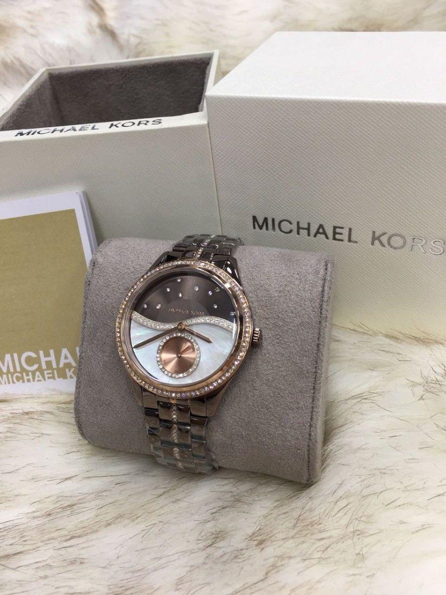นาฬิกาผู้หญิง Michael Kors Rose Gold Lauryn Sable Three-Hand Ladies ...